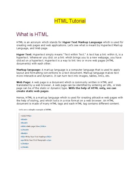 Html Tutorial Pdf Html Html Element