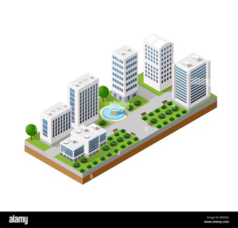 Isometric Urban Set Of The City Infrastructure Town Street Modern
