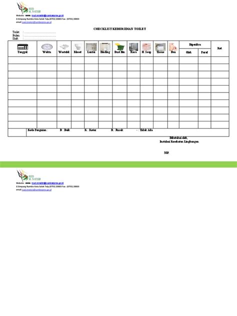 Checklist Kebersihan Toilet Pdf