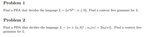 solved problem 1 find a pda that decides the language l