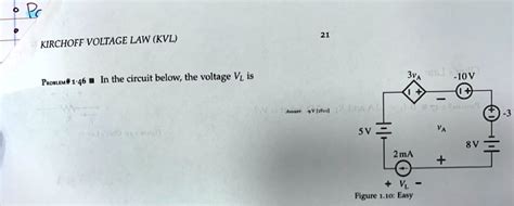 Solved Kirchhoffs Voltage Law Kvl In The Circuit Below The Voltage