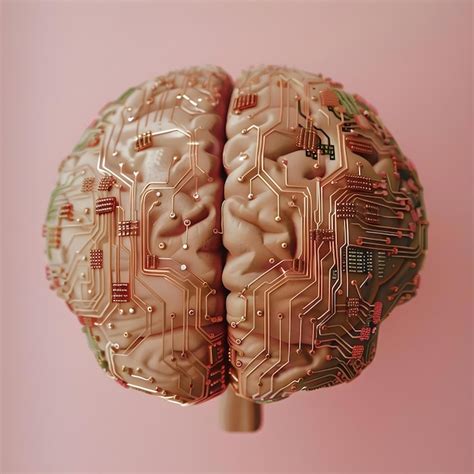 Closeup Of A Human Brain With A Neural Network Printed Circuit Board Symbolizing Artificial