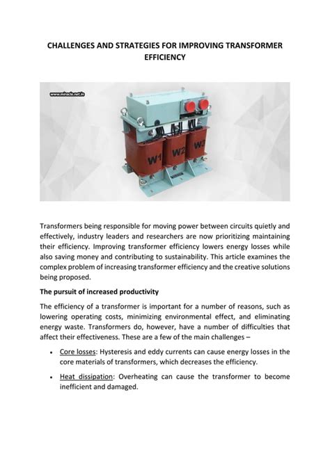 Challenges And Strategies For Improving Transformer Efficiency Pdf
