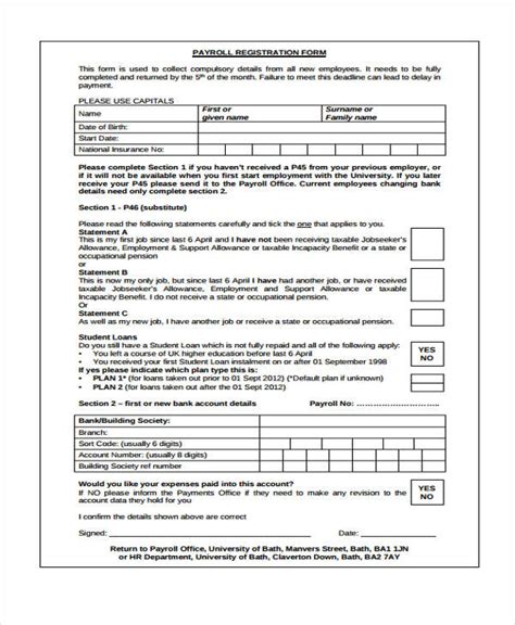 Free 42 Sample Payroll Forms In Pdf Excel Ms Word