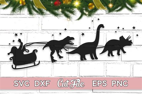 Collage Cricut Cut File Dinosaur Sleigh Ride Christmas Svg Dinosaur Svg