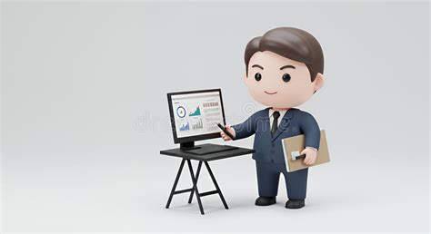 Chibi Korean Male Supply Chain Manager 3d Render Data Analysis