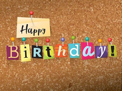 Happy Birthday Pinned Paper Concept Illustration Wish Theme Push Pin