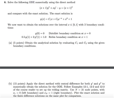 Solved Solve The Following Ode Numerically Using The Direct