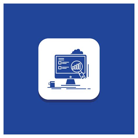 Blue Round Button For Analytics Board Presentation Laptop Statistics Glyph Icon 12952436
