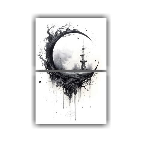 Cuadro Mágico De La Luna Negra Witchcore DecoCuadros