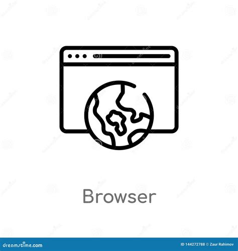 Outline Browser Vector Icon Isolated Black Simple Line Element