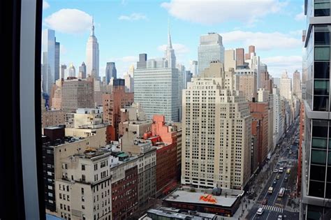 A View From A Highrise Building Overlooking Premium Ai Generated Image