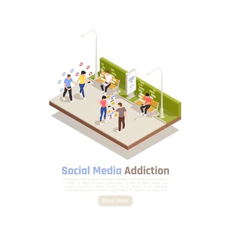 Free Vector Social Network Addiction Isometric Illustration