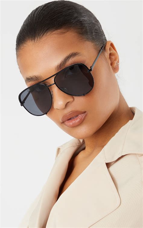Black On Black Oversized Aviator Sunglasses Accessories