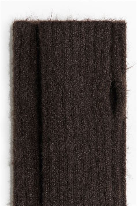 Rib Knit Wrist Warmers Dark Brown Ladies Handm Us