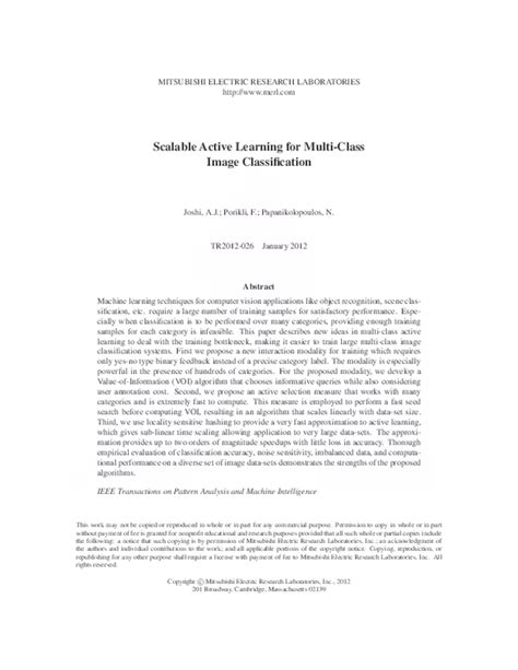 Pdf Scalable Active Learning For Multiclass Image Classification