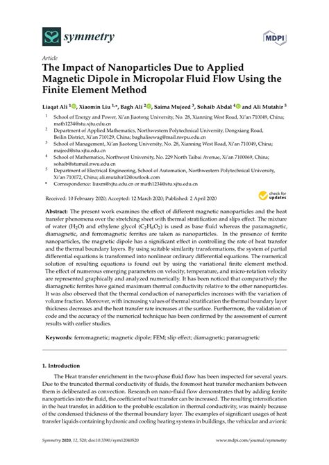 Pdf The Impact Of Nanoparticles Due To Applied Magnetic Dipole In