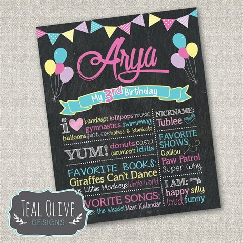 Chalkboard Birthday Sign Flags Balloons Birthday Chalkboard Poster Birthday Sign Digital