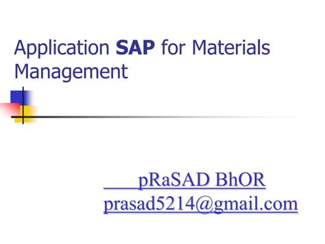 Sap Prasad Ppt