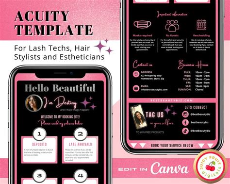 acuity booking site design for nail tech lash tech hair etsy for
