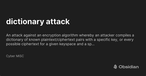 Dictionary Attack Cyber Misc Obsidian Publish
