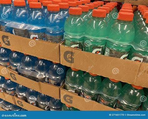 Grocery Store Gatorade Display Variety Cases Editorial Image Image Of