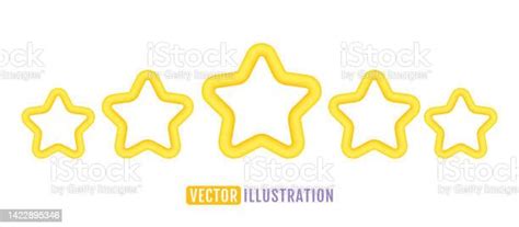 다섯 개의 노란색 별 광택 색상의 벡터 아이콘 게임에 대한 업적 또는 웹 사이트의 고객 평가 피드백 사실적인 3d 스타일의 별의