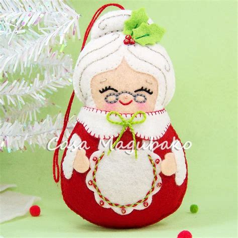 Pdf Felt Pattern Mrs Claus Ornament Sewing Pattern Christmas