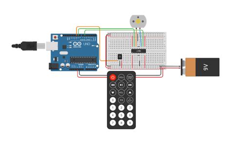 Circuit Design Dc Motor Ir Sensor Ir Remote Tinkercad