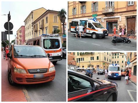 Imperia Scontro Auto Scooter In Piazza Marconi Due Feritile Immagini