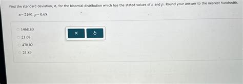 Solved Find The Standard Deviation σ ﻿for The Binomial