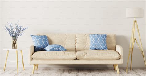 베이지색 소파 플로어 램프 꽃 가지가 있는 꽃병이 있는 거실의 현대적인 인테리어 디자인 3d 렌더링 사진 Unsplash의 꽃 이미지