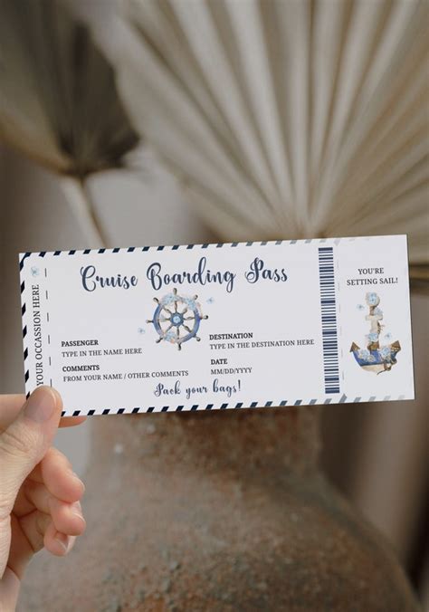 Cruise Ticket Template Boarding Pass T Voucher Surprise Trip Ticket