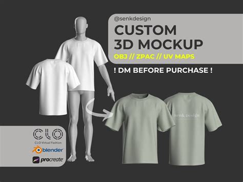 Custom D Garment Mock Up Easily Customisable Digital D Apparel Model Obj Uv Map Zpac File