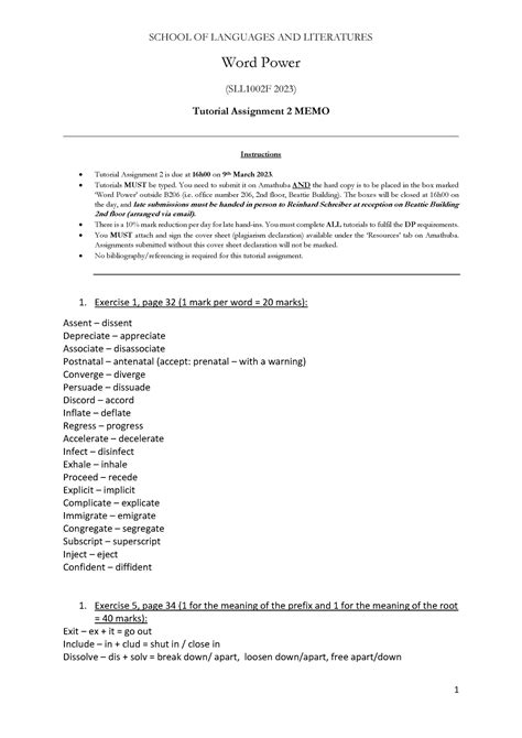 Tutorial Assignment 2 Memo 1 School Of Languages And Literatures Word
