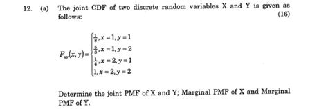 A The Joint Cdf Of Two Discrete Random Studyx