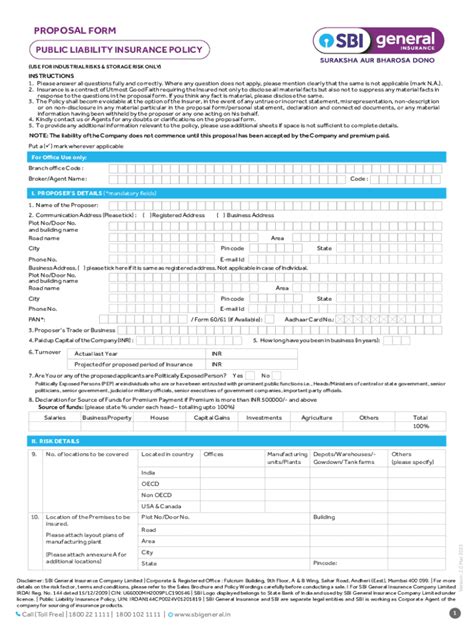 Fillable Online Public Liability Proposal Form For Industrial Risks