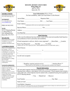 Fillable Online HOUSING RESERVATION FORM Signup4 Net Fax Email Print