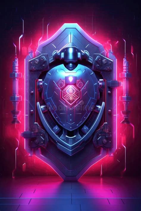 Ai Cybersecurity Concept With Shield And Lock Stock Illustration