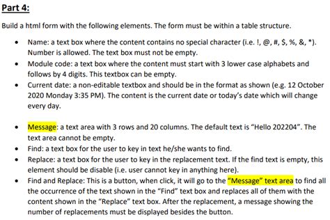 Solved Part 4 Build A Html Form With The Following Chegg