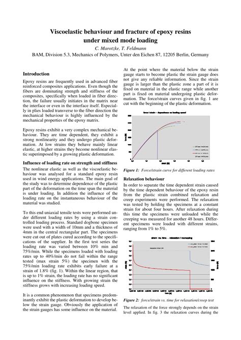 PDF Viscoelastic Behaviour And Fracture Of Epoxy Resins Under Mixed