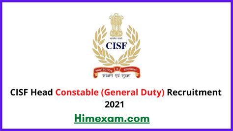 CISF Head Constable General Duty Recruitment Himexam