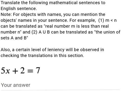solved translate the following mathematical sentences to english