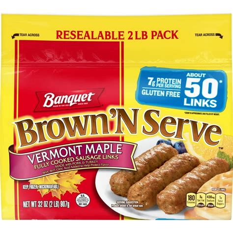 Banquet Brown ‘n Serve Vermont Maple Fully Cooked Sausage Links Frozen