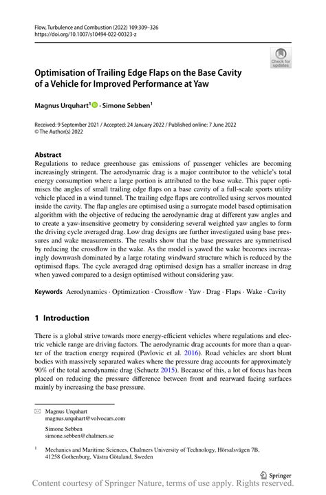 Pdf Optimisation Of Trailing Edge Flaps On The Base Cavity Of A Vehicle For Improved