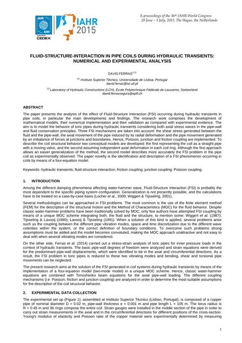 Pdf Fluid Structure Interaction In Pipe Coils During … · The Paper Presents The Analysis Of