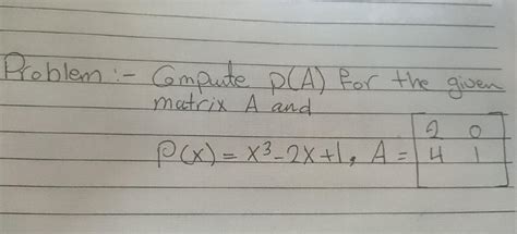 Solved Problem Compute P A For The Given Matrix A And A Chegg