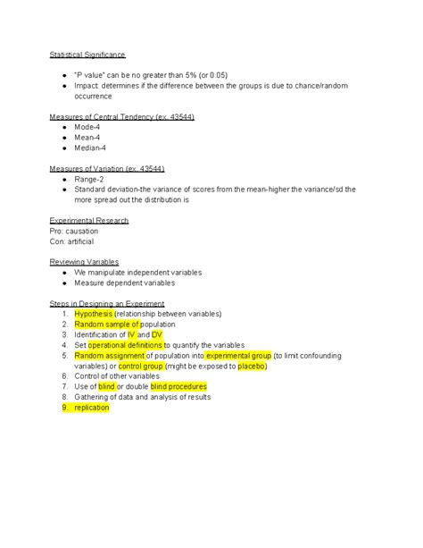 Statistical Significance Notes Statistical Significance P Value Can Be No Greater Than