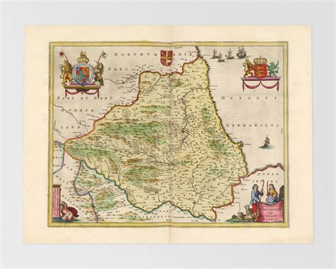 Old Map North East England Durham Spennymoor Crook Newcastle Upon