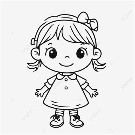온라인 무료 개요 스케치를 그리는 아이들의 소녀 만화 작은 색칠 공부 페이지 벡터 차일드 드로잉 아이의 개요 차일 스케치 Png 일러스트 및 벡터 에 대한 무료